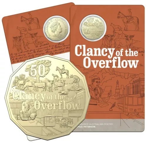 Australia: 2020 50C Banjo Paterson - Clancy Of The Overflow Gold Gilt ...