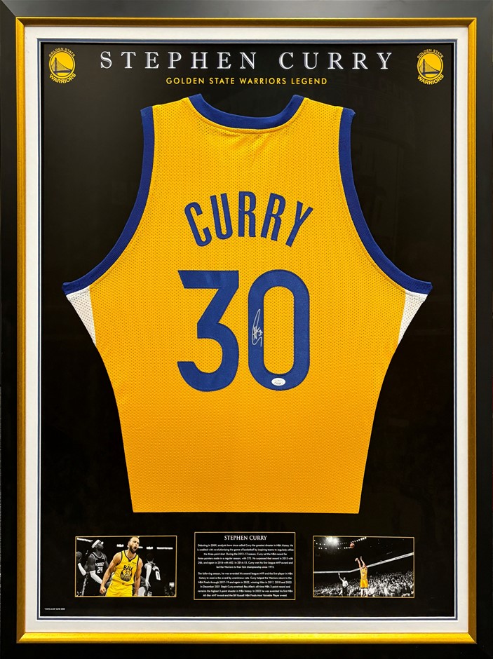 SIGNED STEPH CURRY YELLOW SINGLET FRAMED Auction (0011-2563459) | Grays ...