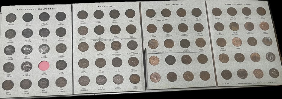 Complete Set of Australia Half Pennies Album 79 coins Auction (0001 ...