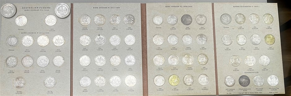Complete Set of Australia Silver Crown & Florin Coins Albums with 61 ...