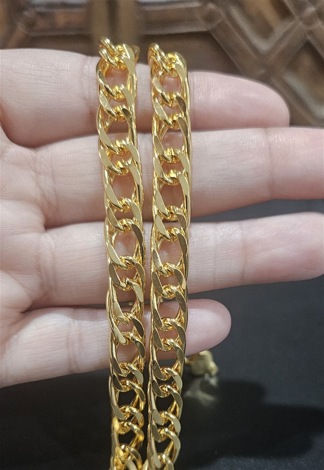 4-Layer 22k Yellow Gold-Plated chain stamped(22K)-50cm-Quality ...