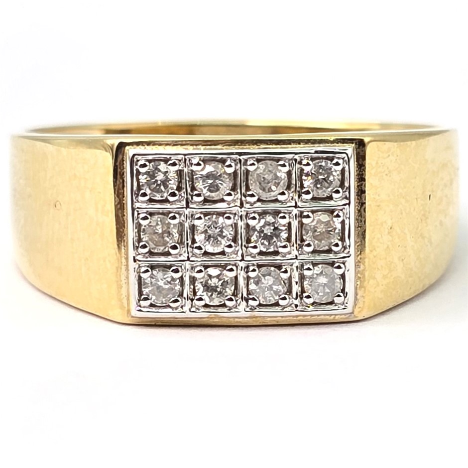 MEN'S YELLOW GOLD & 0.18CT DIAMOND RING Auction (0001-2565293) | Grays ...