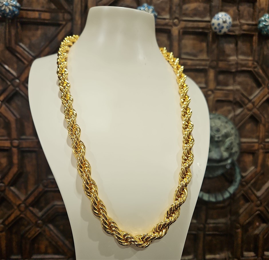 22k Yellow Gold Filled Rope Chain stamped (22k)-60cm-Quality Guarantee ...