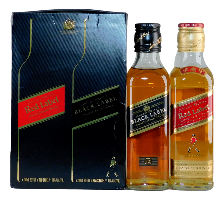 Johnnie Walker Pack of Red & Black Label (2x 200mL) Auction (0014 ...