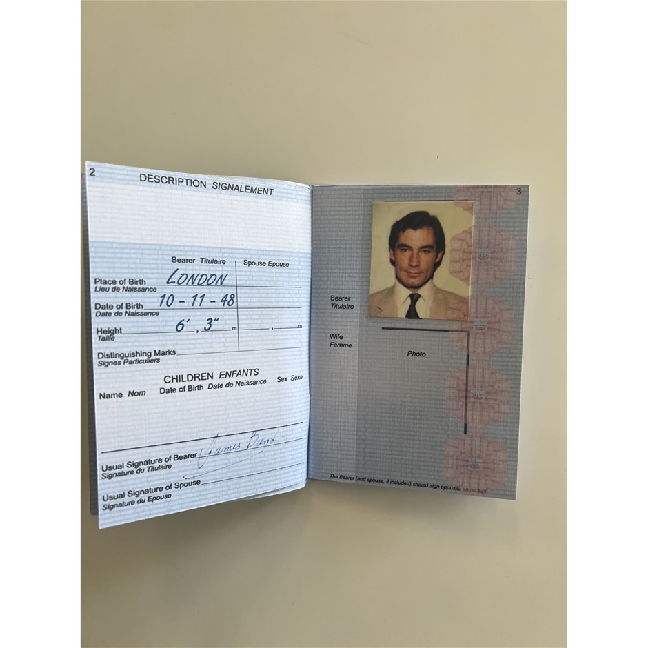 JAMES BOND MOVIE USED PASSPORT-TIMOTHY DALTON-ONE OFF Auction (0002 ...