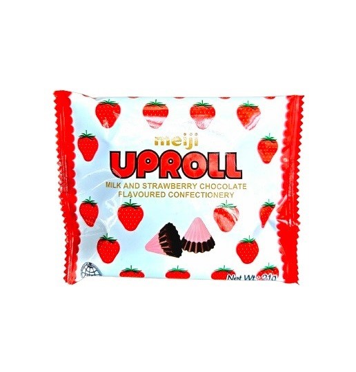 60 x MEIJI Single Serve Uproll Milk & Strawberry Chocolate Flavoured ...