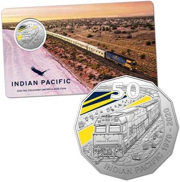 2020 50 Cent Coloured Coin. Indian Pacific..50Th Anniversary Auction ...