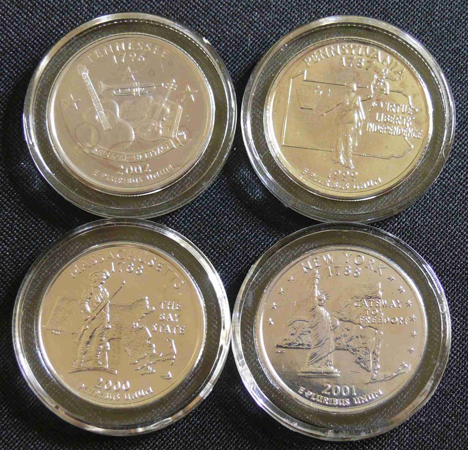 4x Uncirculateted Pure Platinum Plated American State Quarters ...