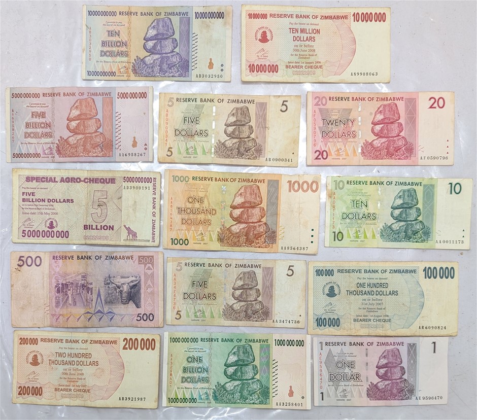 Zimbabwe Banknote Collection - Billions Of Dollars Auction (0082 ...