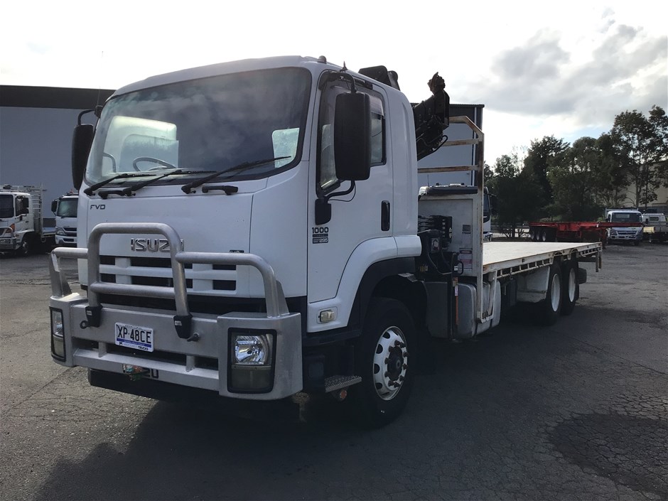 2008 Isuzu FH FVR 6 x 2 Tray Body Truck with Hiab Crane Auction (0013 ...