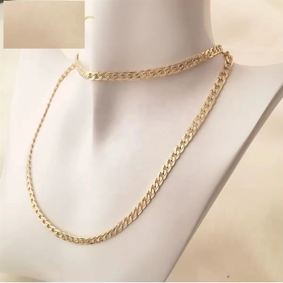 18K Yellow Gold-Filled 4mm 20 Inches Cuban (Stamped 750 &Italy ...