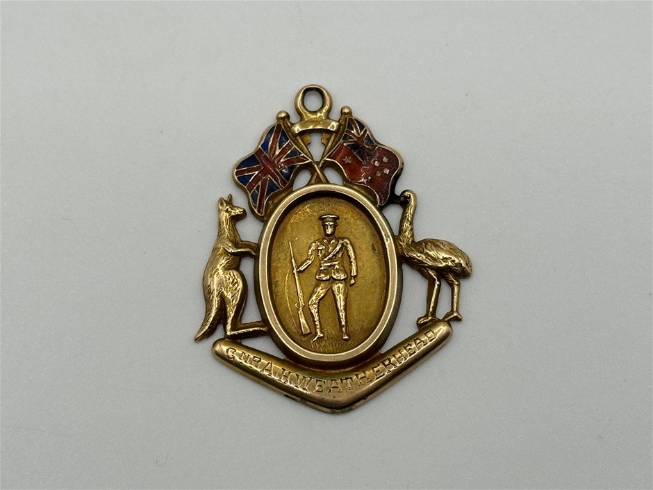 WWI Return 15Ct Gold Medal to Gnr A.H.Weatherhead. Approx. 7gm. Auction ...