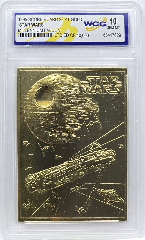 1995 SCORE BOARD 23 CARAT GOLD STAR WARS 'MILLENNIUM FALCON' CARD ...