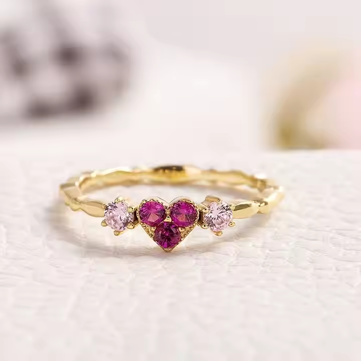 Elegant 18K Triple Yellow Gold plated Lab Simulated Pink Diamond Ring ...