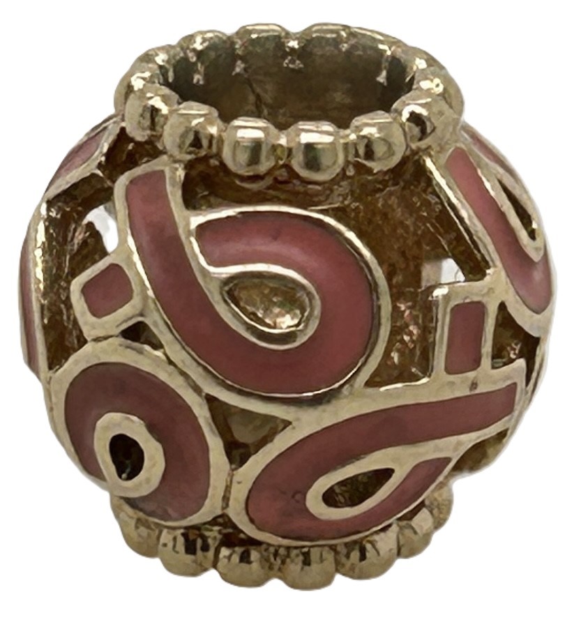 PANDORA 14ct Yellow Gold Pink Ribbon Enamel Charm Auction (0054-2565738 ...