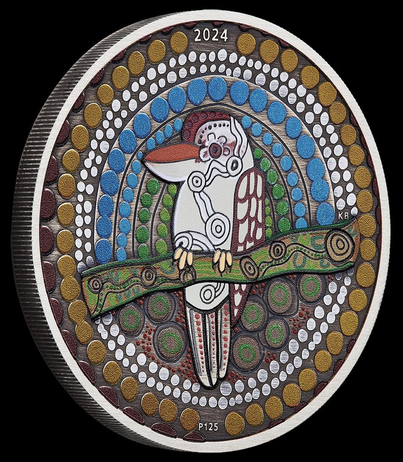 2024 Kookaburra Kaa Kaa 2oz Silver Antiqued Coloured Perth Mint Coin ...
