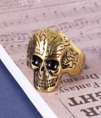 Gold-Tone Skeleton Skull Steel Ring Auction (0027-2566511) | Grays ...