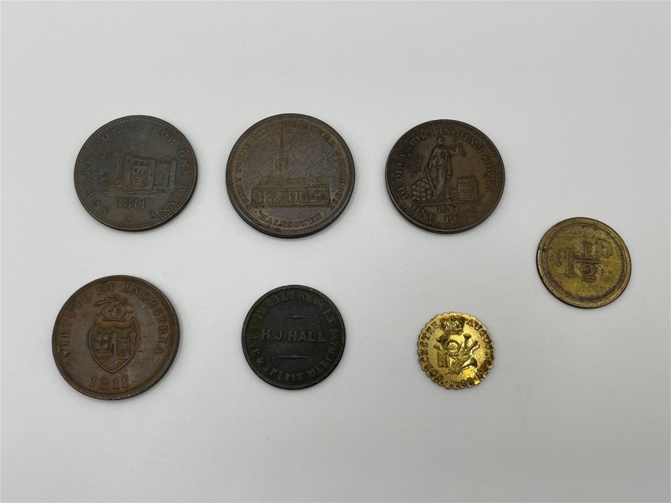 7 x assorted commemorative tokens. C:1788-1813. (Penny/Half Penny etc ...
