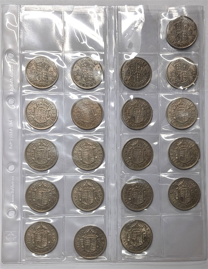 Coin Collection Of 20 UK Great Britain Half Crown Coins Auction (0032 ...