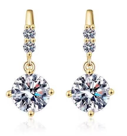 2.0CTW GRA Moissanite Brilliant Cut VVS1 18k Real Gold Vermeil Earring-S925 Auction (0005 ...