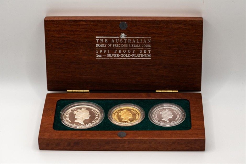 1991 AU Precious Metal Gold & Platinum & Silver commemorative coins ...
