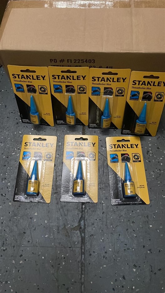 Box of 72x Stanley blue threadlocker Auction (0080-2567433) | Grays ...