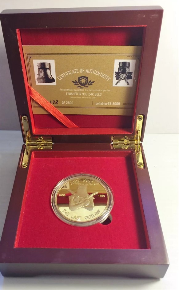 "NED KELLY" The Last Outlaw 1oz Coin W/Finished in 999 24k Gold LTD #2 ...