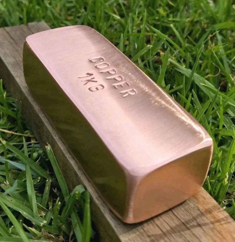 1kg Copper Bar-Smooth Edges Hand Poured-Comes Shrink Wrapped-One Kilo ...