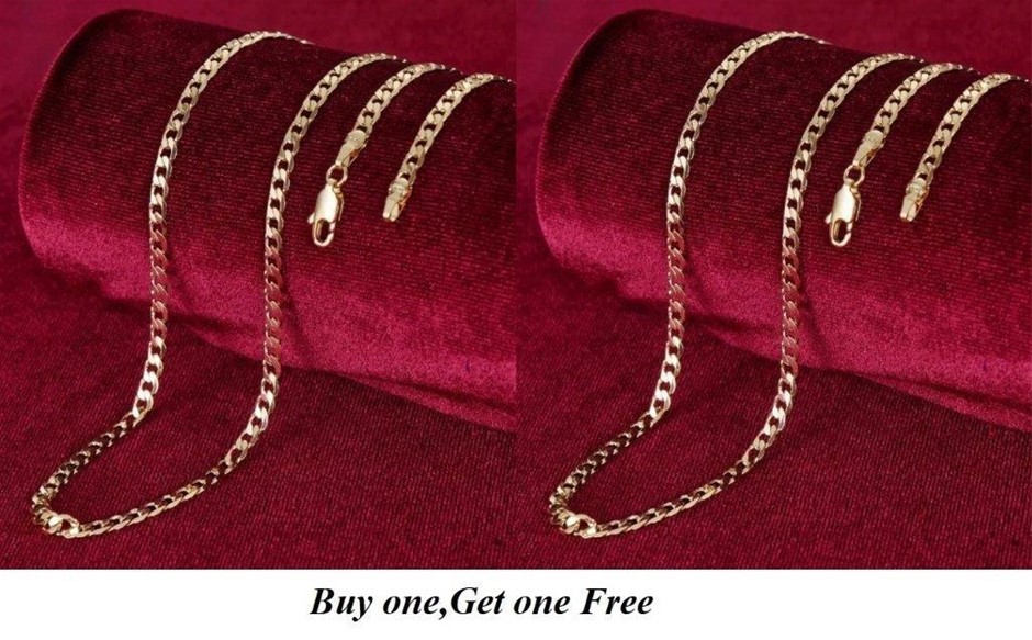 18k Yellow Gold Filled Chain,Buy 1, Get 1 Free-4mm-55cm(750/Italy ...
