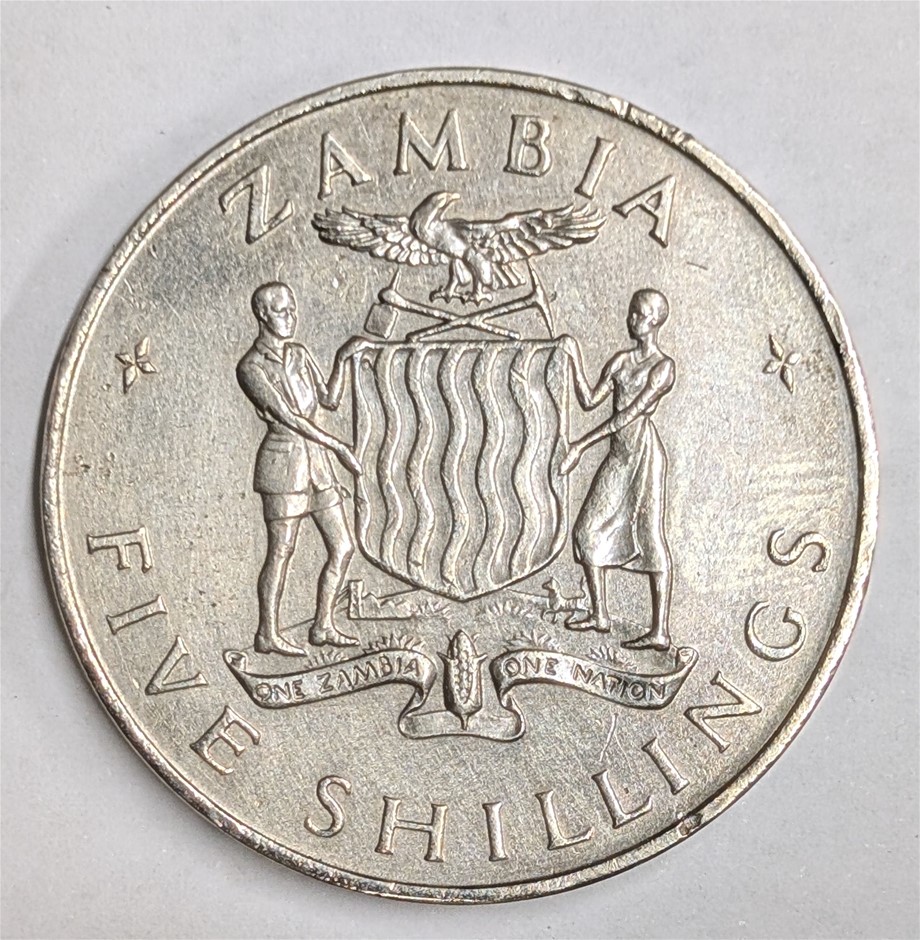 1965 ZAMBIA Five Shillings crown size coin Auction (0022-2567989 ...