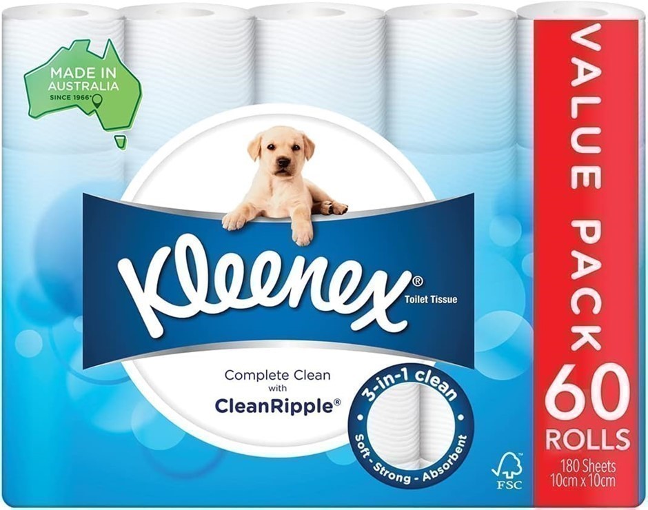 KLEENEX Complete Clean Toilet Paper, 60 Rolls. NB: Damaged packaging ...