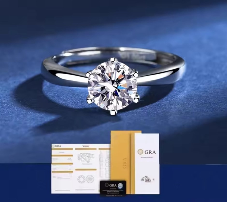 1.00ct GRA Laser Inscribed - VVS1 Moissanite Engagement Ring - Round ...