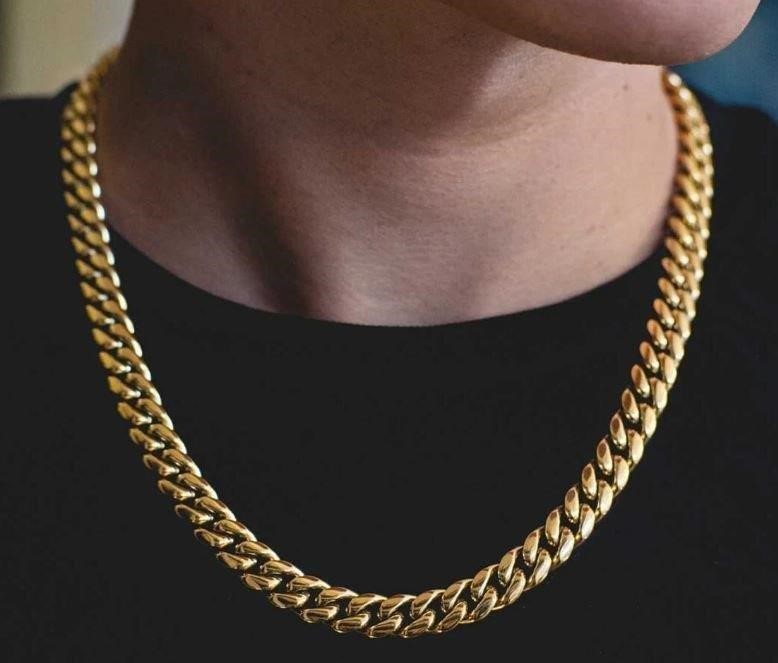 18k Yellow Gold Filled Cuban Chain stamped(18K)-50cm Auction (0001 ...