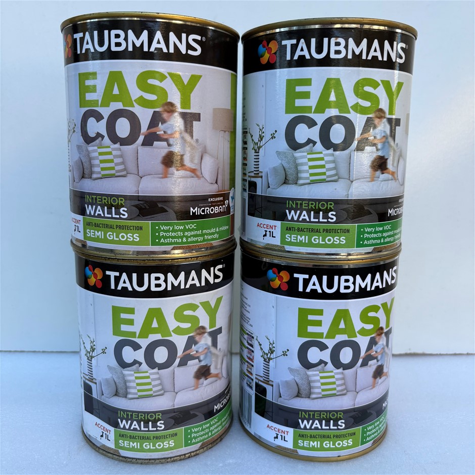 4x Taubmans Easy Coat 1L Semi Gloss Wall Paint ACCENT Auction (0004 ...