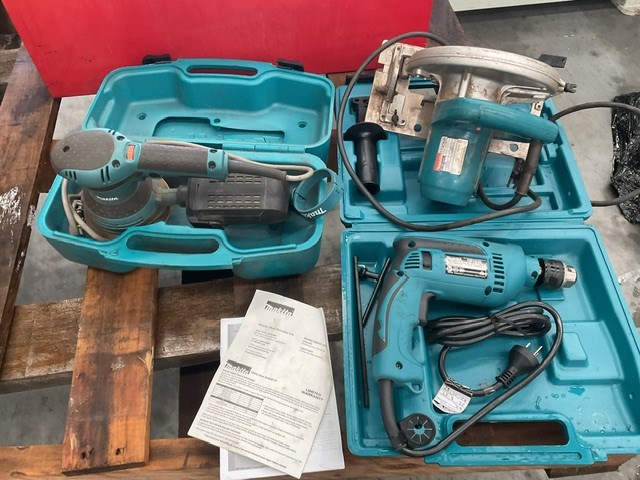 Makita HP1640 Hammer Drill, 5740Nb Circular Saw And A Orbital Sander ...