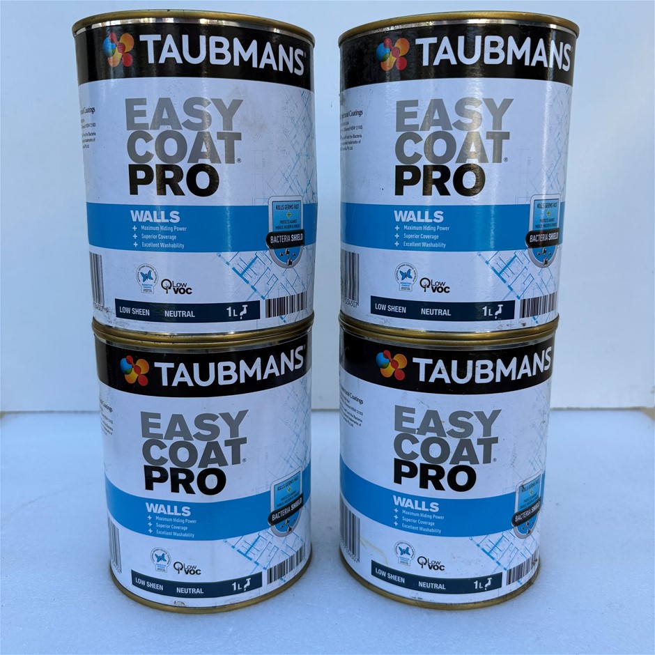 4x Taubmans Easy Coat Pro 1L Low Sheen Wall Paint NEUTRAL Auction (0003 ...