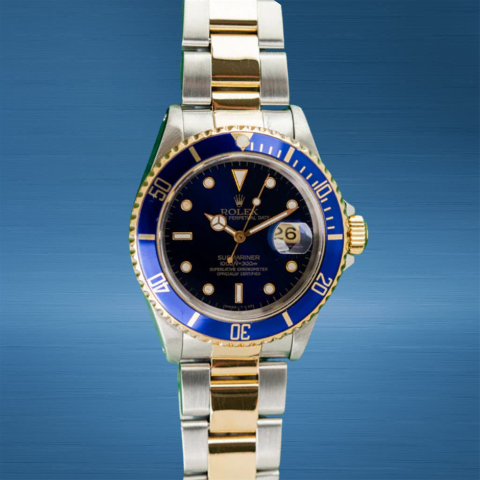 Rolex Submariner Date 16613LB Blue Dial Purple Hue W Serial 1994 Model ...