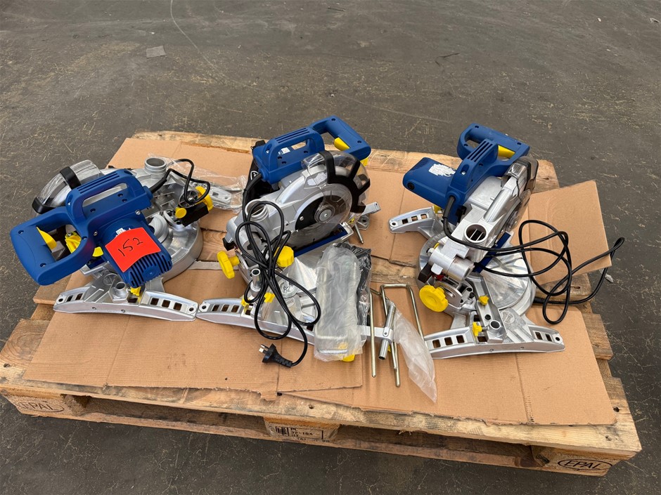 1400W Mitre Saw 5000RPM Rotating Mitre Base x 3 Units Auction (0152 ...