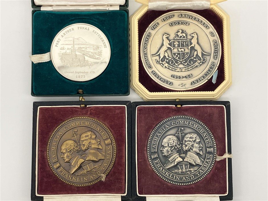 4 x TAS Commemorative Medals in Silver, Nickel, Copper C:1954-77 ...