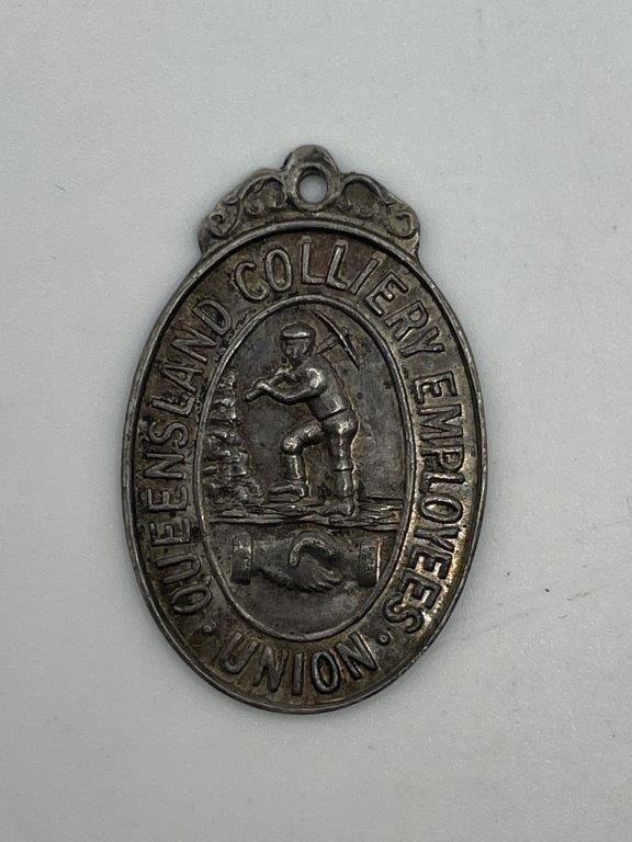 Queensland Colliery Employees Union badge, Silver, ND Auction (1839 ...