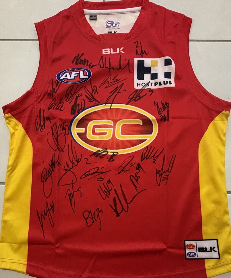 GOLD COAST SUNS 2025 SQUAD SIGNED GUERNSEY Auction (0004-2573838 ...