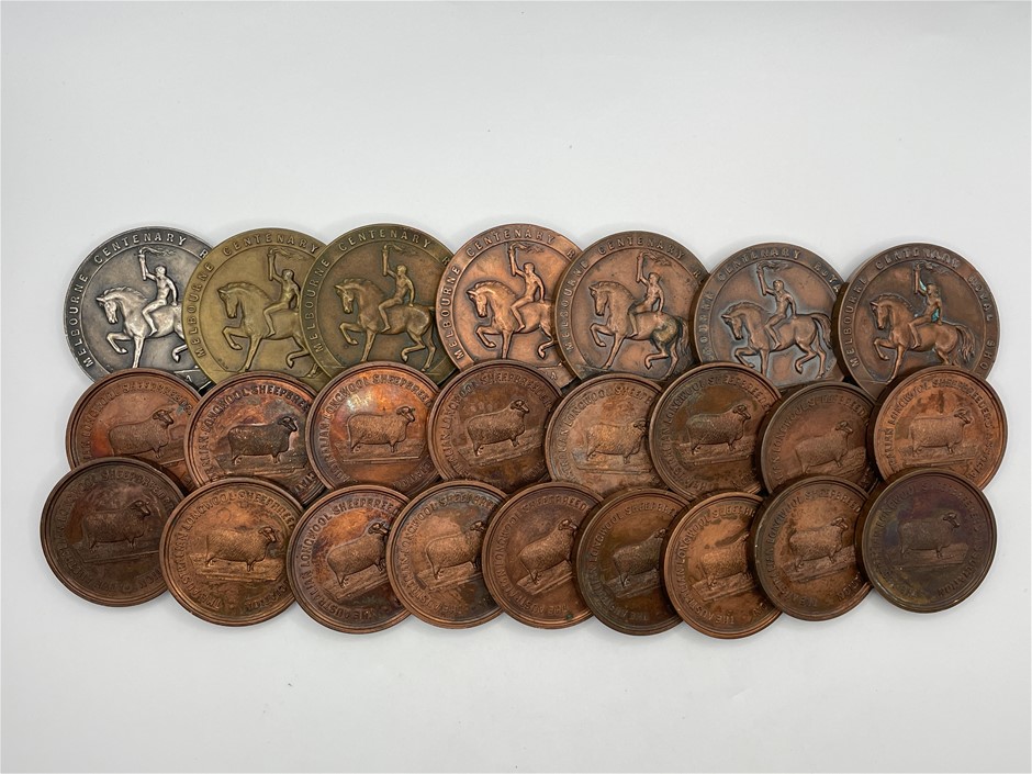 Approx. 24 x Australia Agricultural Sheep Breeding Medals C:1925-1935 ...