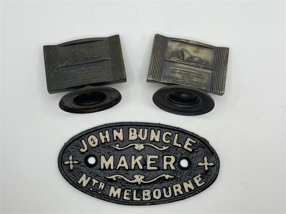 3 x AU Commemorative Opera House Souvenirs and John Buncle plaque ...