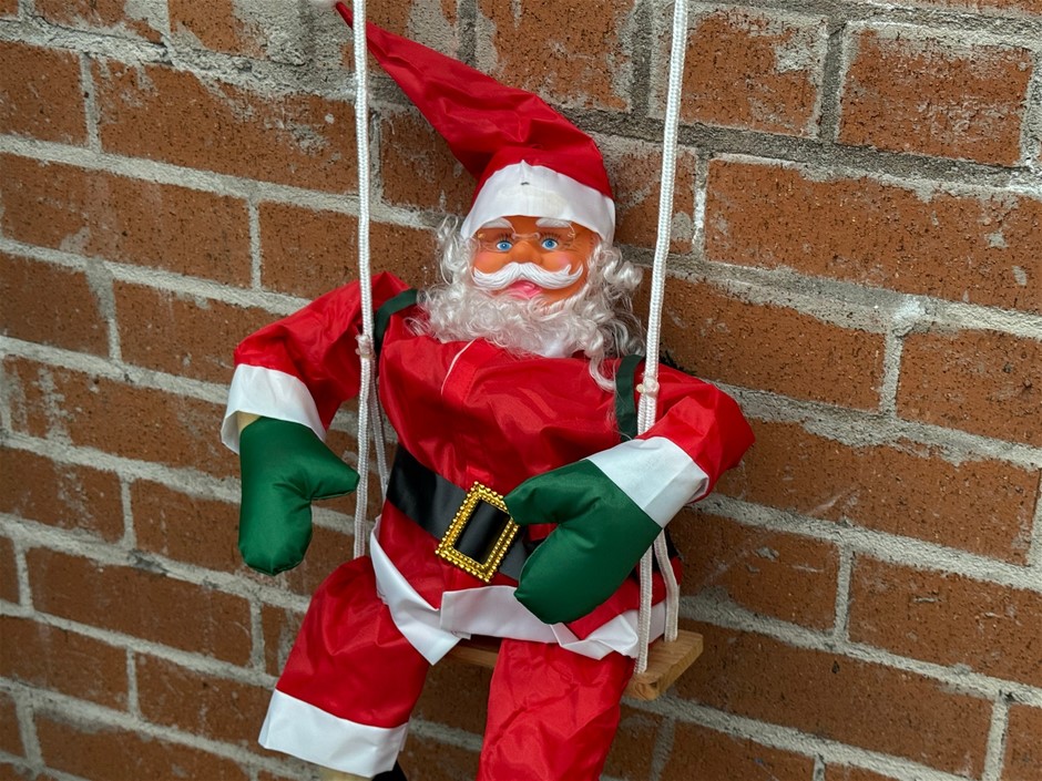 Christmas ornament - Santa on a wooden swing (incl rope) - NEW xm-5402 ...