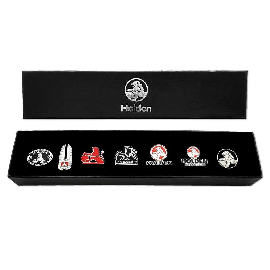 HOLDEN MOTORING SET OF 7 LOGO PIN COLLECTION SET IN PRESENTATION BOX ...