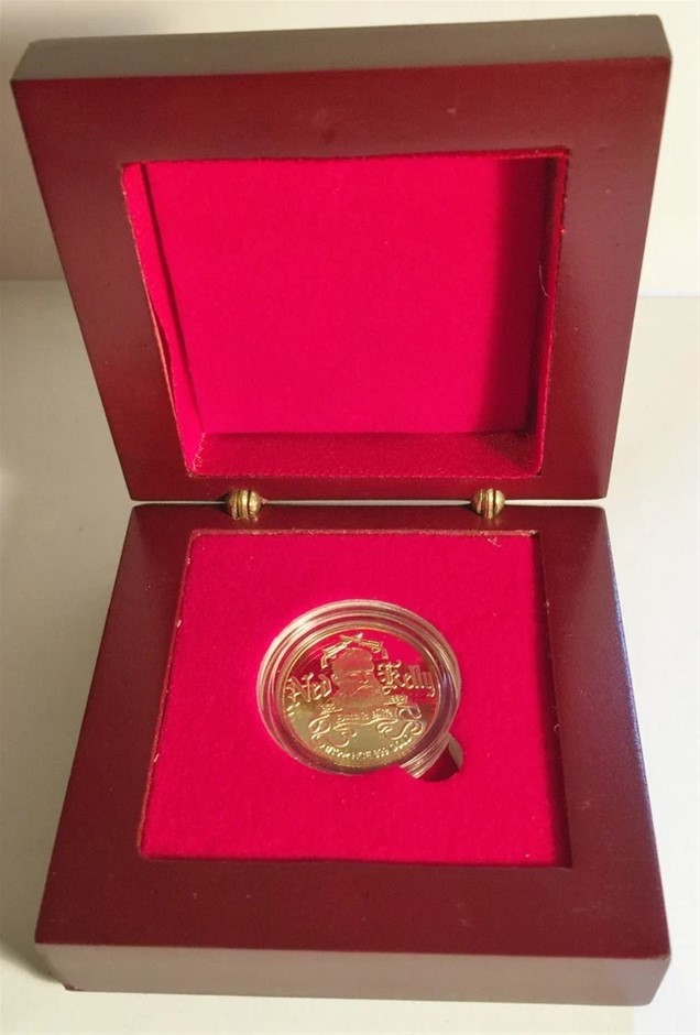 New "Ned Kelly #4" 1/10th oz HGE 999 Gold Australiana Coin Wood Display ...