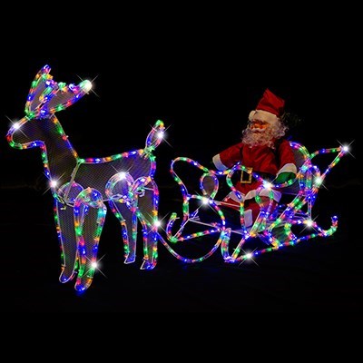 Buy LED Sleigh with Santa Rope Light Christmas Display | Grays Australia