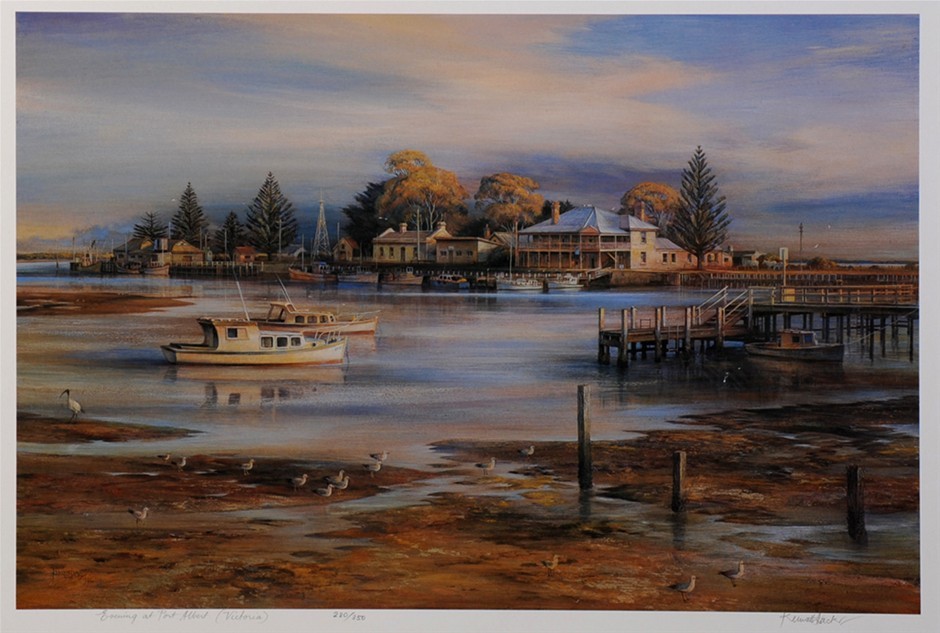Kenneth Jack, Personally Signed Ltd Ed Print, Evening at Port Albert ...
